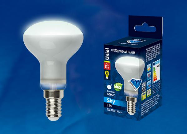 Лампа LED-R50-6W/NW/E14/FR PLS02WH Лампа светодиодная. Форма «Рефлектор ...