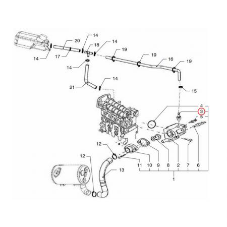 Штуцер термостата Vetus VFP01477 для двигателей VF4. 140/VF4. 170/VF5 ...