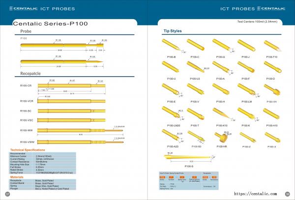 Spring Loaded Connector Pogo Pin Test Probe P100 for PCBA Inspection ...