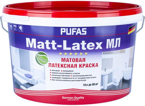 ПУФАС Матлатекс база D прозрачная краска латексная (10л) / PUFAS Matt ...