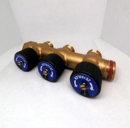 Коллектор распределительный с функцией отключения на 3 отвода 3/4"*3/4 ...