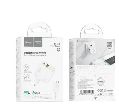 СЗУ C111A Type-C на Type-C PD30W + USB QC3. 0 HOCO белое купить по цене ...