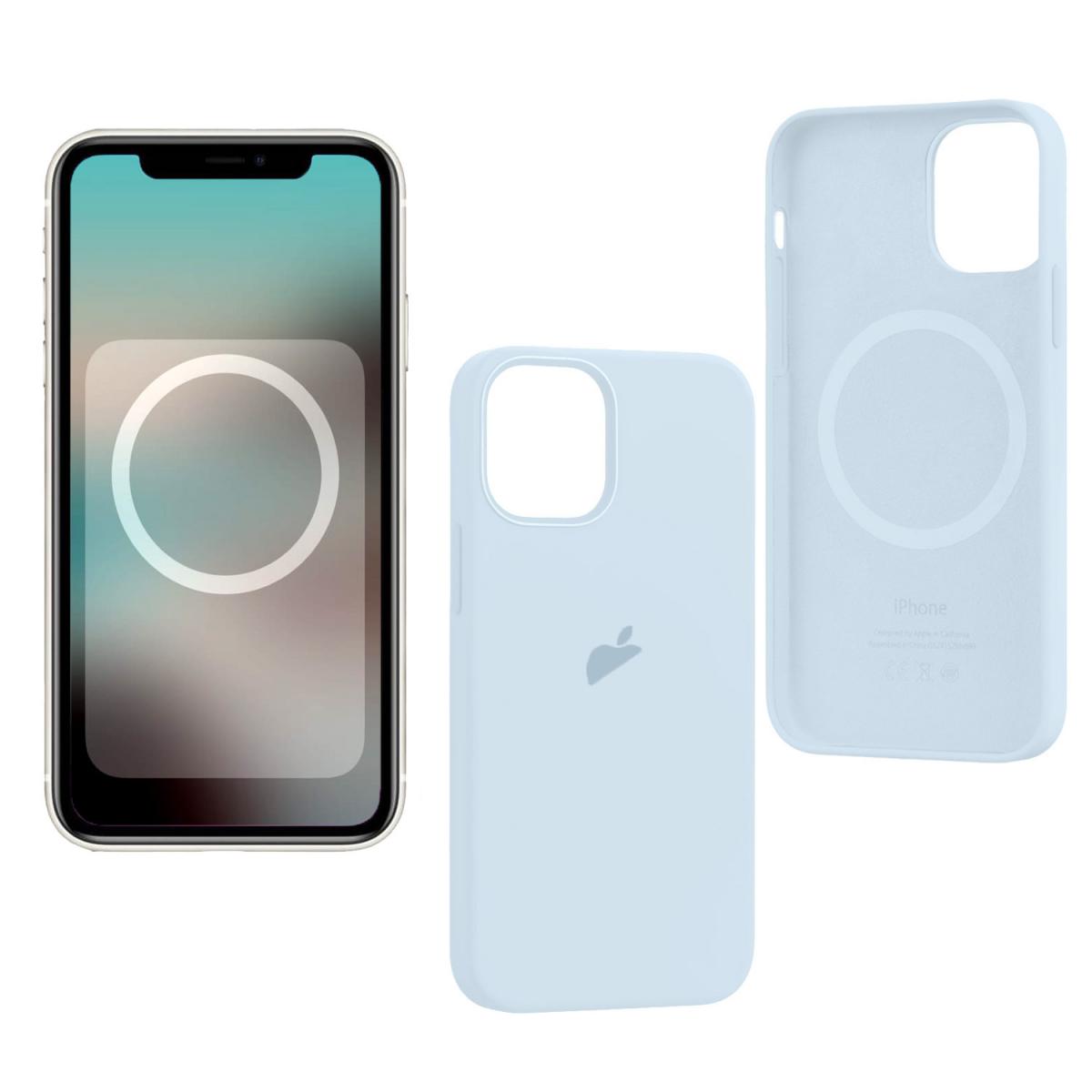 Чехол iPh 12 Pro Max Silicon Case Cloud Blue (MagSafe + анимация NFC) c ...
