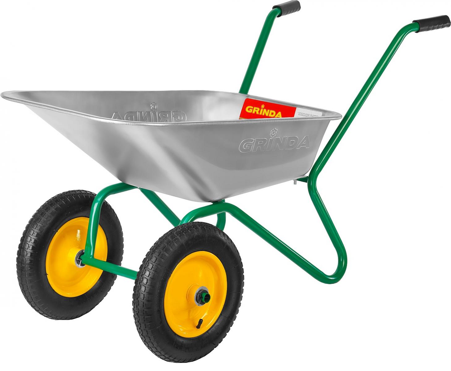 GRINDA GB-2, 80 л, 120 кг, двухколесная, оцинкованная сталь, садовая ...