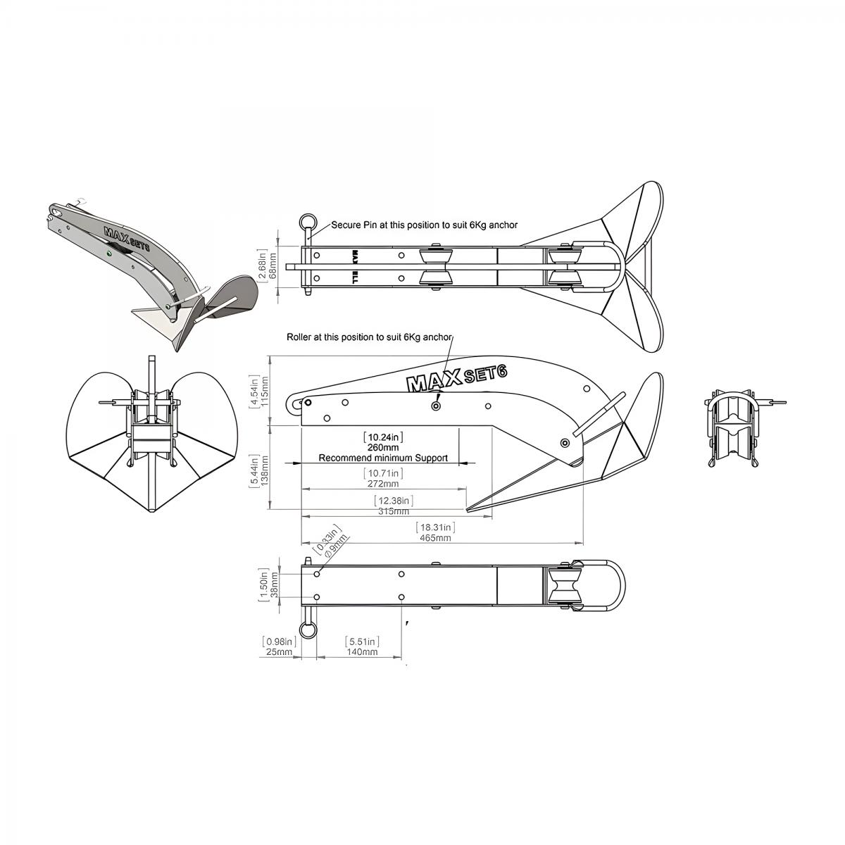 Носовой роульс Vetus Maxwell P105074 серия MaxSet из матовой ...